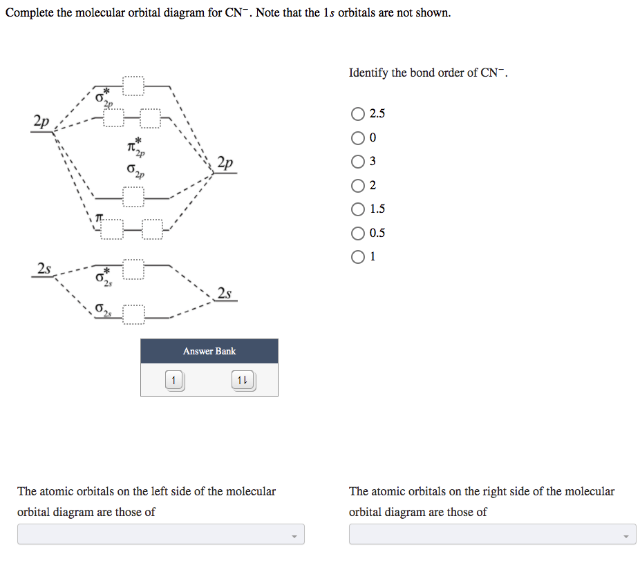 Molecular Orbital Diagram For Cn Solved Complete This Molecu