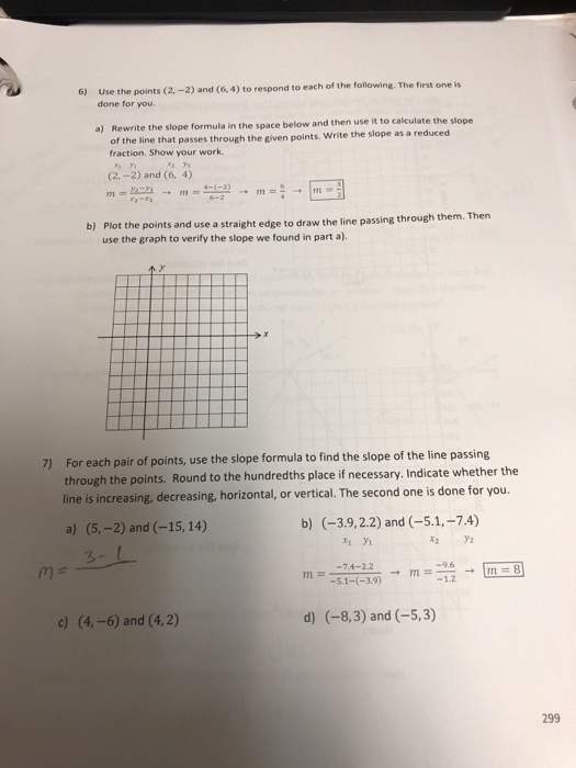 Solved Official Slope Formula 5) Use the graph to respond to | Chegg.com