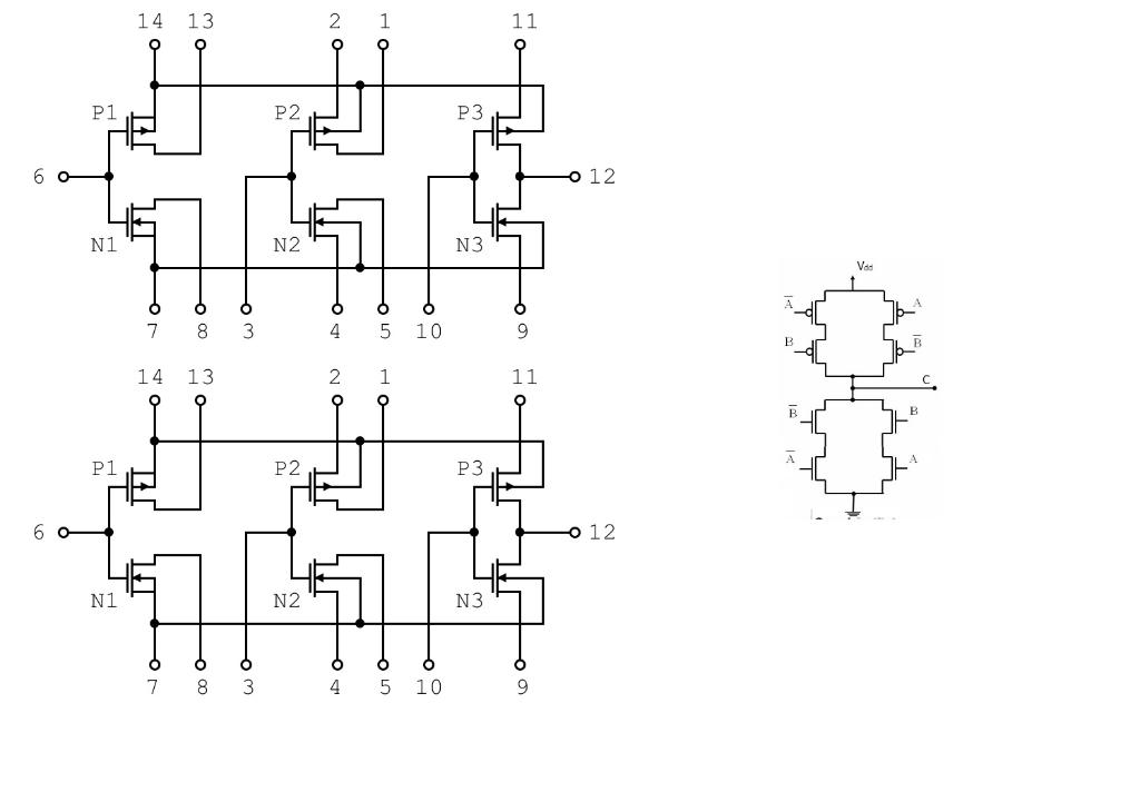 Solved Given two CD4007UBE chips. Connect them in a way to | Chegg.com