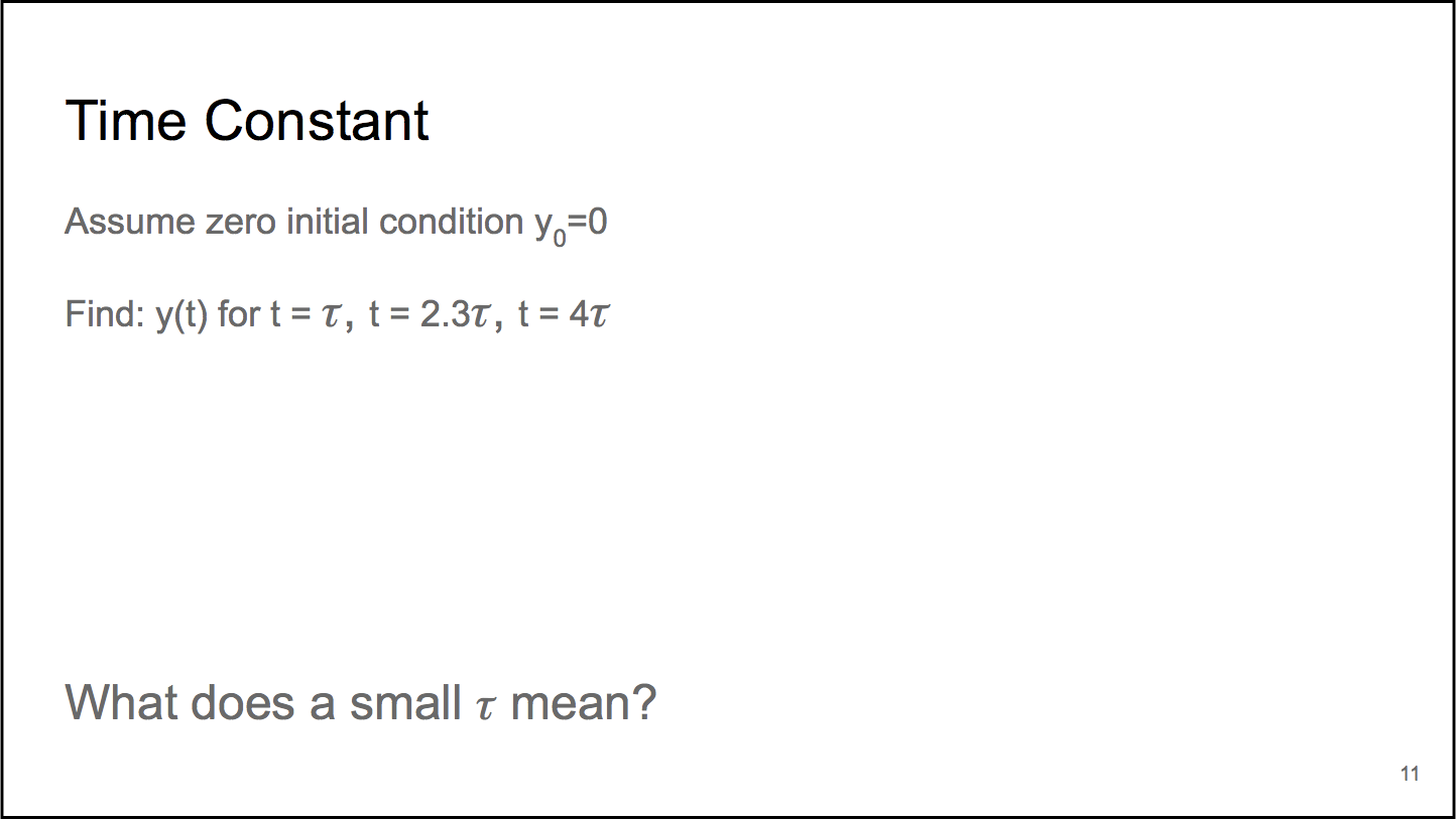 Solved Time Constant Assume zero initial condition yo=0 | Chegg.com