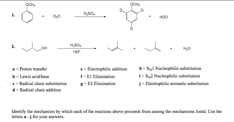 Solved OCH3 OCH3 1. D2SO4 D20 HDO 2. H2SO4 OH H20 130° | Chegg.com