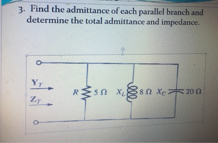 Solved 3. Find the admittance of each parallel branch and | Chegg.com