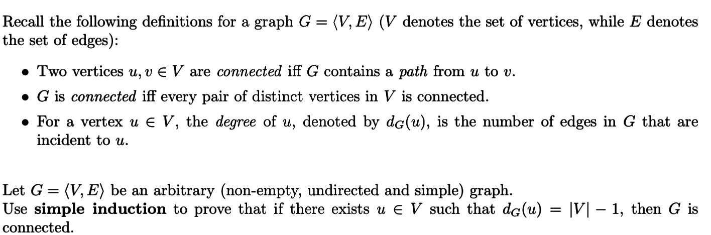Solved Recall the following definitions for a graph G = (V, | Chegg.com