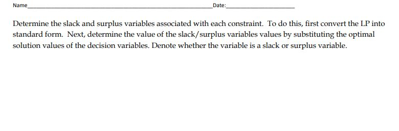 Solved Name Date: Chapter 2: Graphical Solution Procedure to | Chegg.com