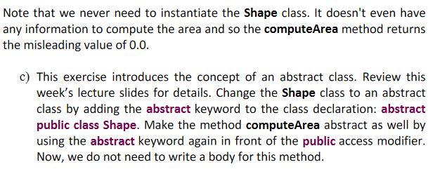 Solved Create the following Shape class: public class Shape | Chegg.com