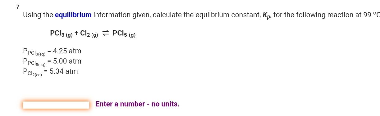 Solved Using the equilibrium information given, calculate | Chegg.com