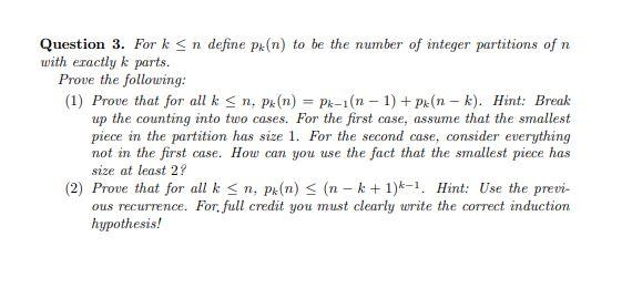 Solved Question 3. For k | Chegg.com