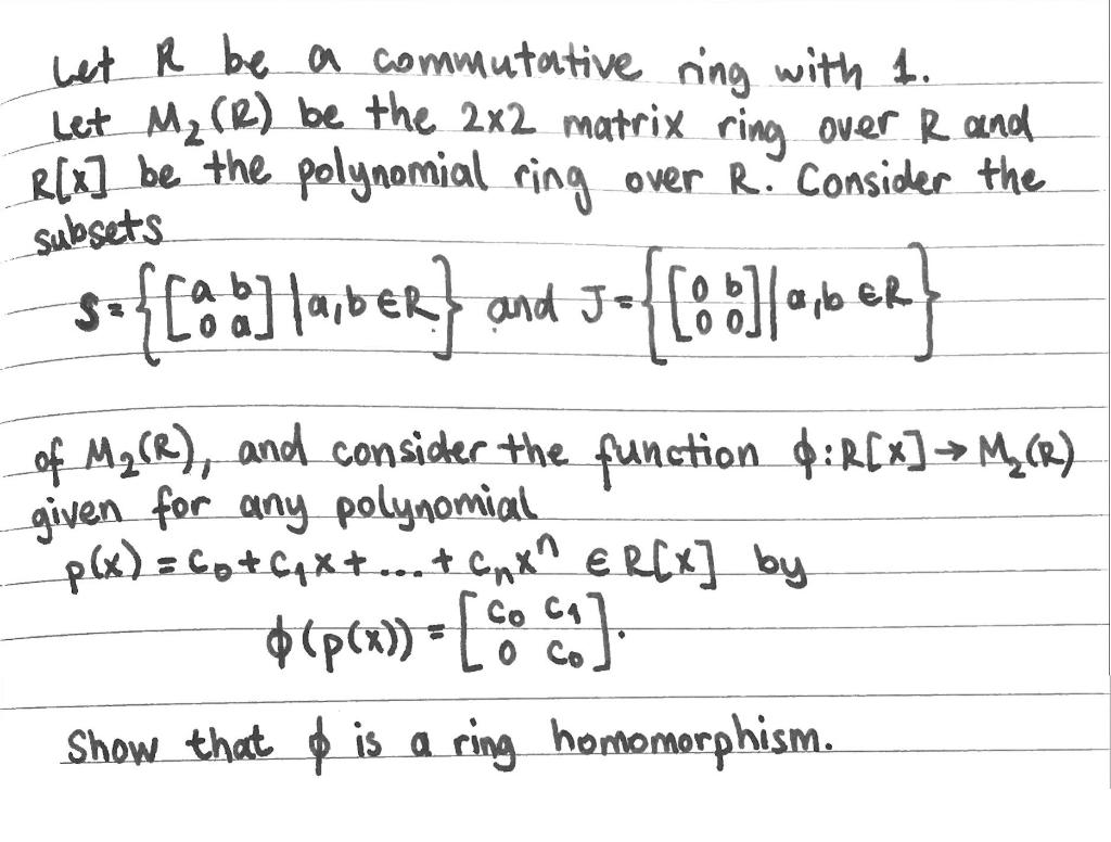 Solved Let R be a commutative ring with 1. Let M₂ (R) be the | Chegg.com