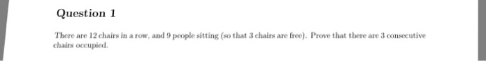 Solved There are 12 chairs in a row, and 9 people sitting | Chegg.com