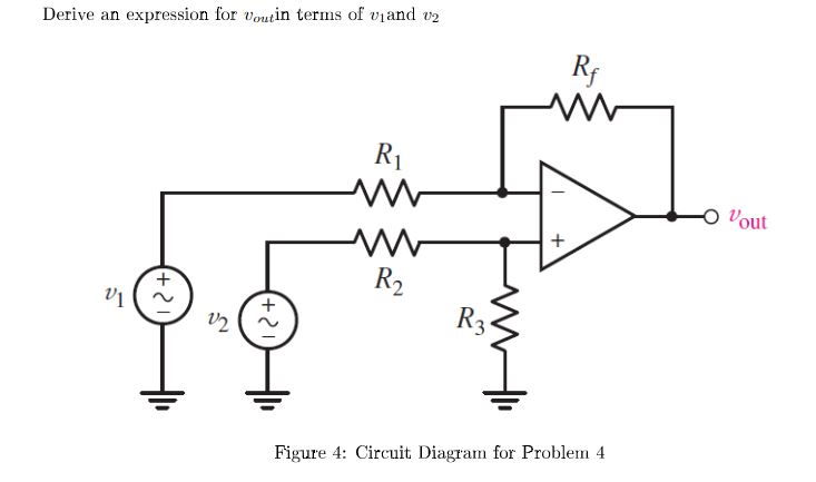 Solved Derive an expression for vout in terms of v1 and v2 | Chegg.com