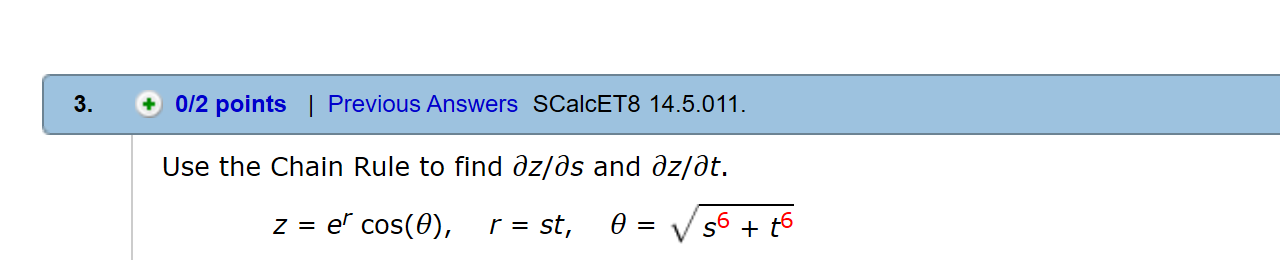 Solved 3. + 0/2 points | Previous Answers SCalcET8 14.5.011. | Chegg.com