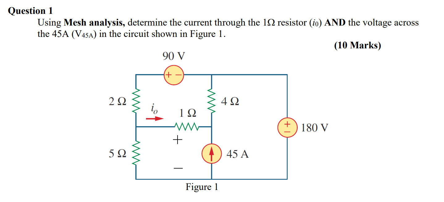 Solved Question 1 Using Mesh analysis, determine the current | Chegg.com
