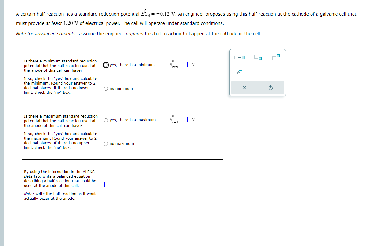 Solved certain half-reaction has a standard reduction | Chegg.com
