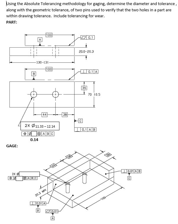 Solved Using the Absolute Tolerancing methodology for | Chegg.com