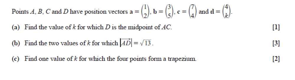 Solved Points A, B, C and D have position vectors a = +(). b | Chegg.com