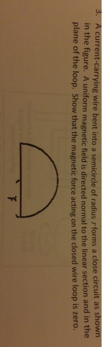 Solved 3. A current-carrying wire bent into a semicircle of | Chegg.com