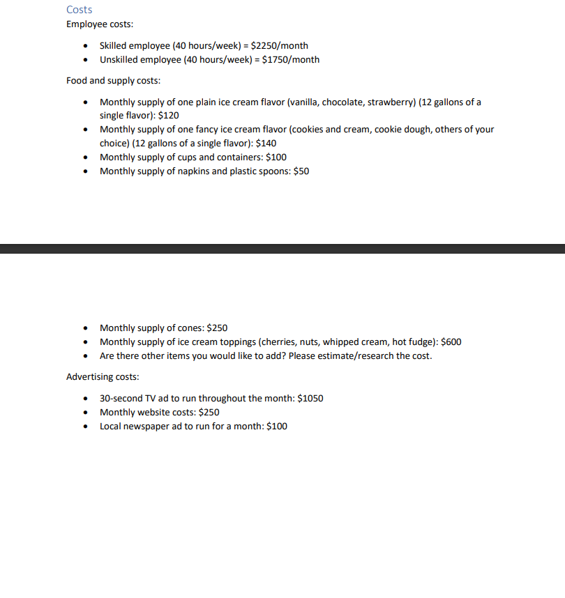 for Ice Cream Store Budget You have inherited an ice | Chegg.com