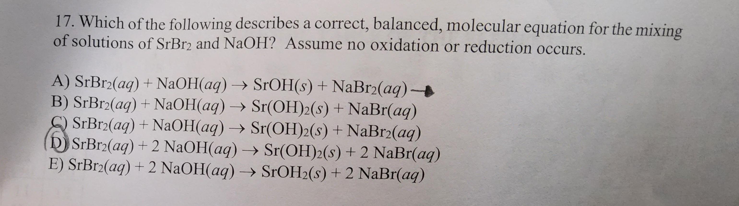 Solved 17. Which of the following describes a correct, | Chegg.com