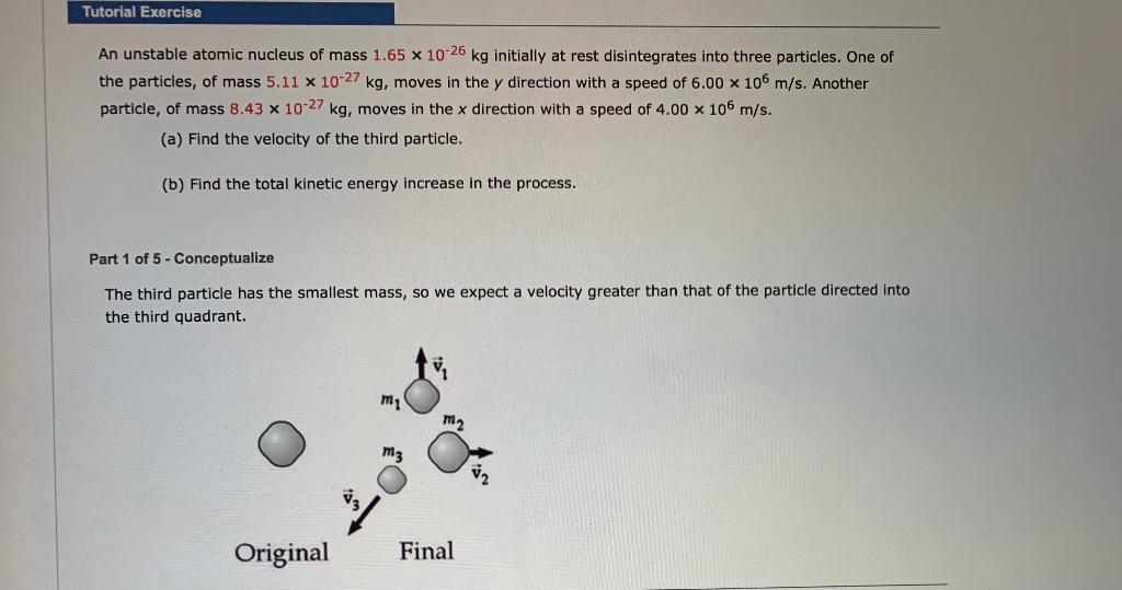 Solved Tutorial Exercise An unstable atomic nucleus of mass | Chegg.com