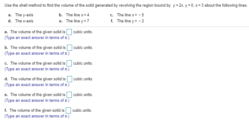 Solved Use the shell method to find the volume of the solid | Chegg.com