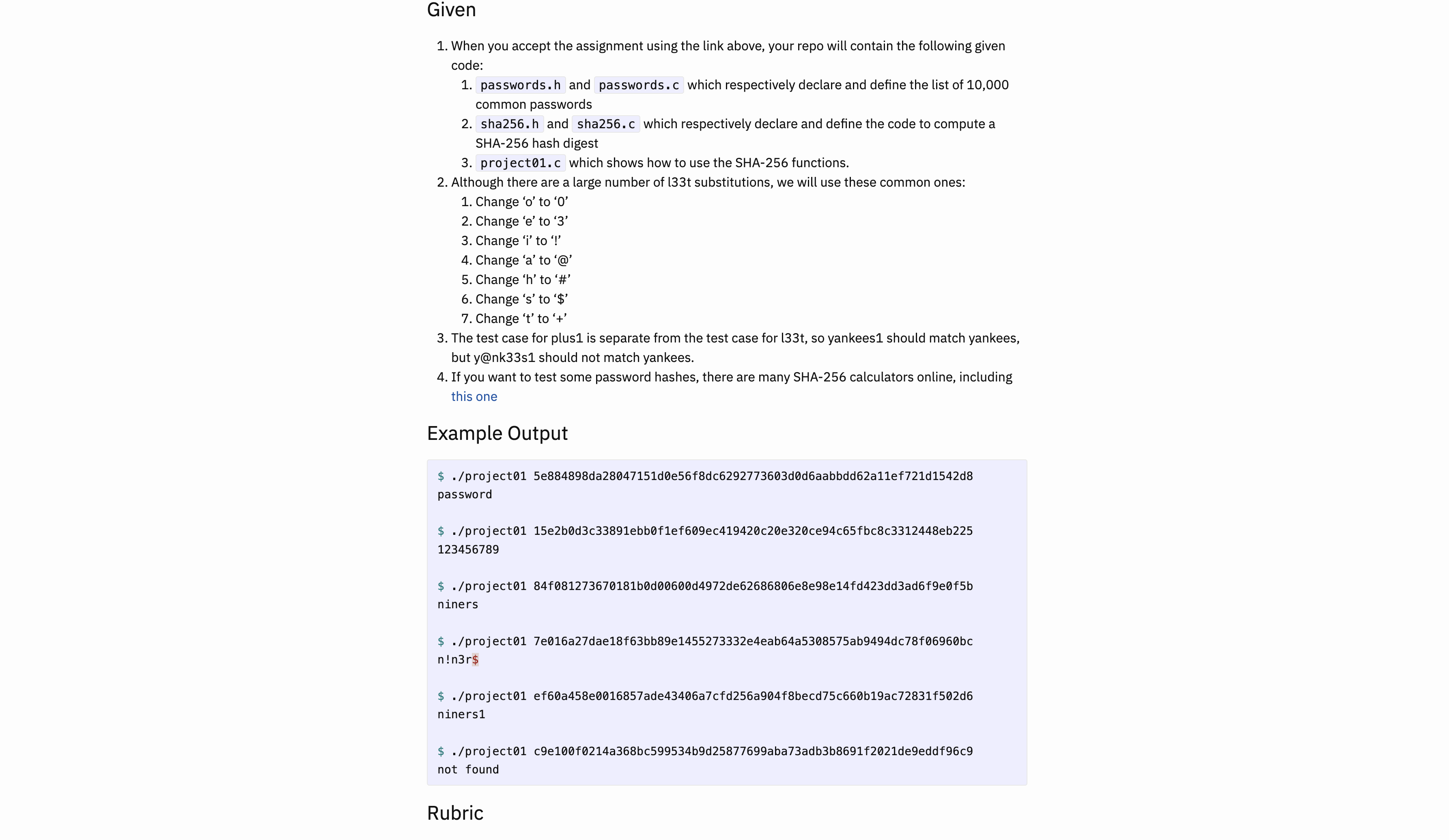 Solved 1[ tests ]] name = "password" input = ["./\$project", | Chegg.com