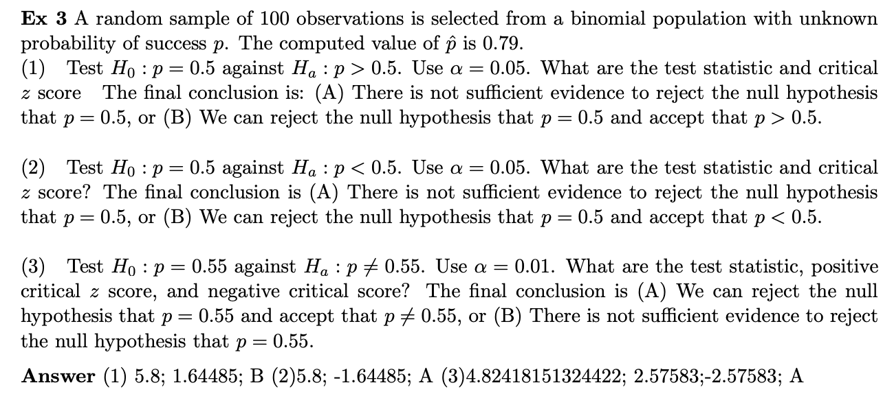 Solved Ex 3 A random sample of 100 observations is selected | Chegg.com