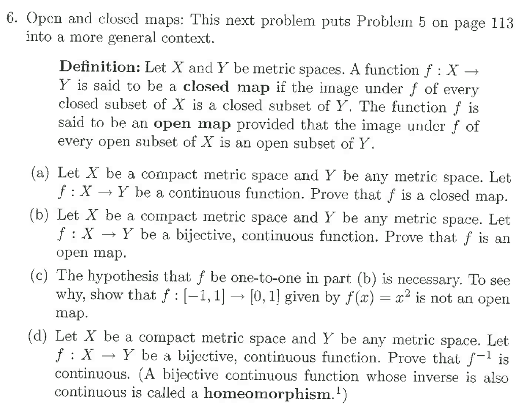 Solved 6. Open and closed maps: This next problem puts | Chegg.com