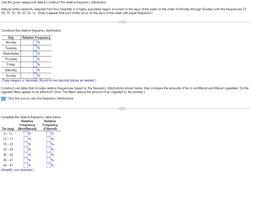 Use the given categorical data to construct the | Chegg.com