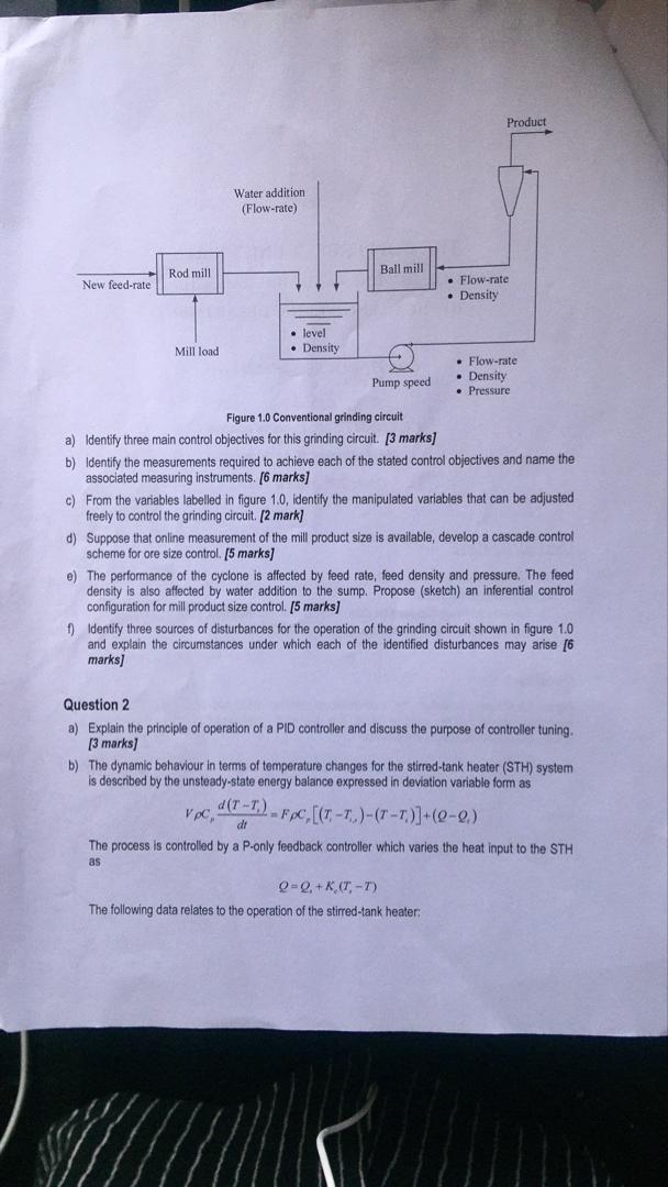 Figure 1.0 Conventional grinding circuit a) Identify | Chegg.com