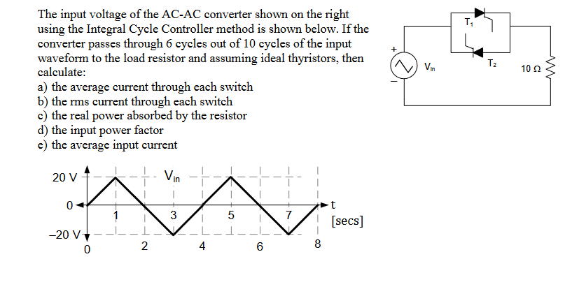 [Solved]: The input voltage of the ACAC converter shown on