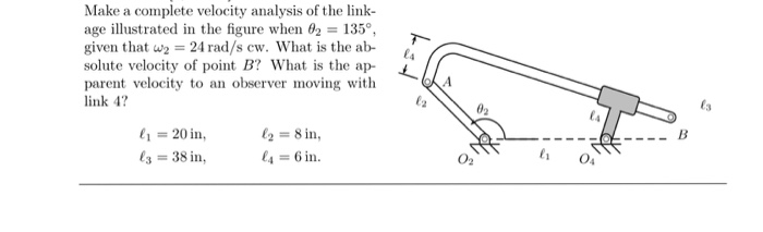 Solved Make A Complete Velocity Analysis Of The Link Age
