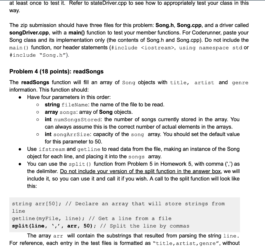 Solved Create A Song Class With Separate Interface File 