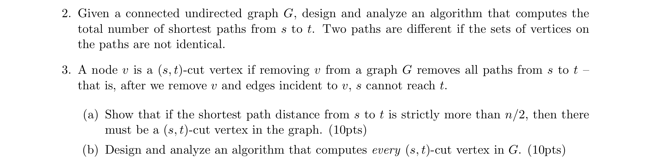 Solved 2. Given a connected undirected graph G, design and | Chegg.com