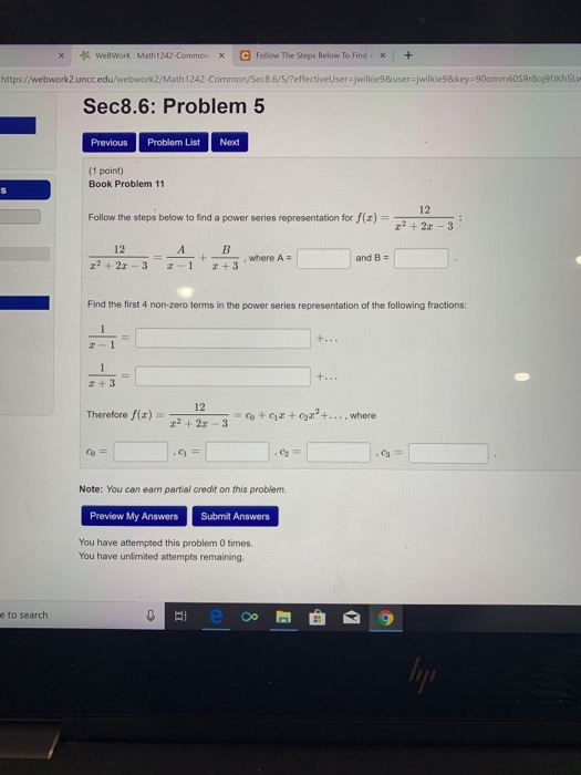 Solved x WeBWork: Math 1242-Common x C Follow The Steps | Chegg.com
