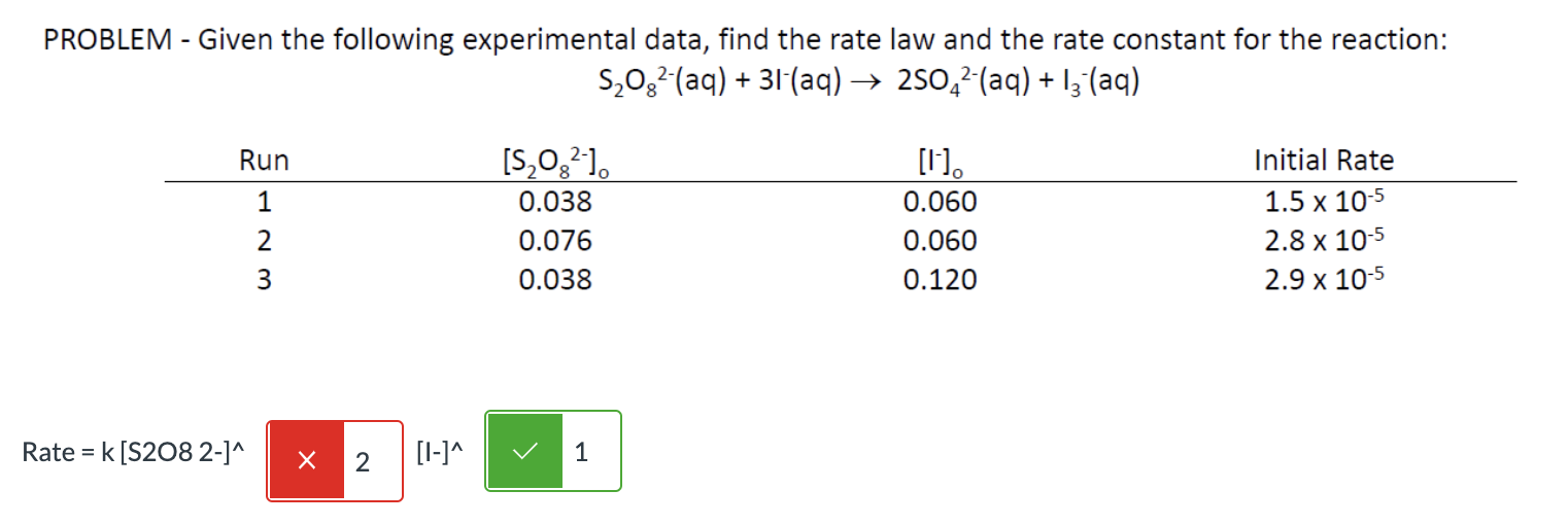 Solved PROBLEM - Given the following experimental data, find | Chegg.com Solved PROBLEM - Given the following experimental data, find | Chegg.com