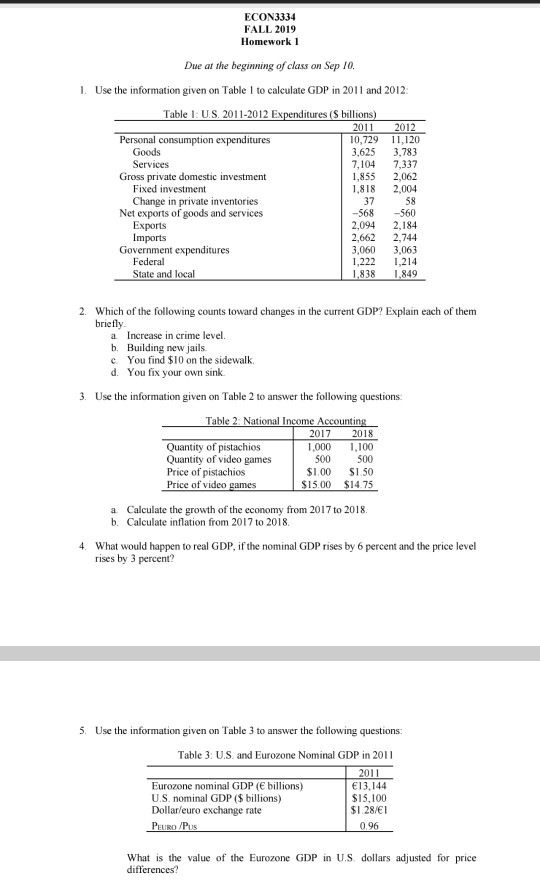 Solved 1. Use the information given on Table 1 to calculate | Chegg.com