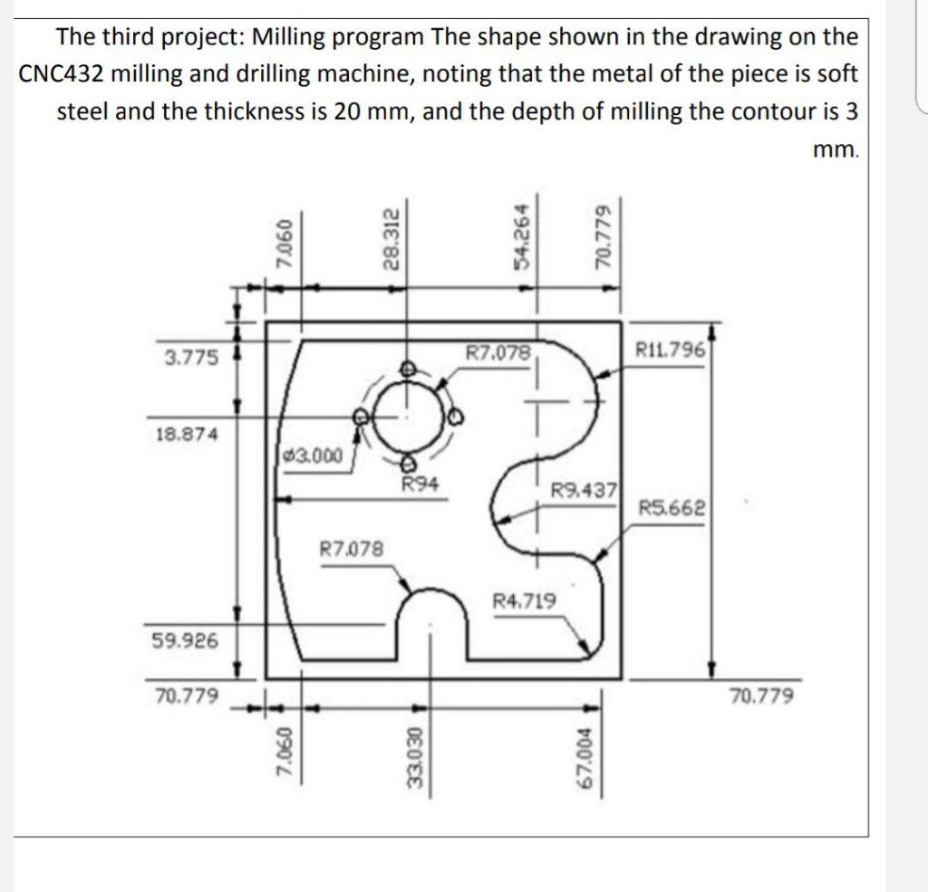 Solved The Third Project Milling Program The Shape Shown In 