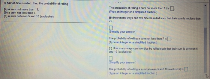 Solved A Pair Of Dice Is Rolled Find The Probability Of Chegg