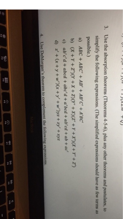 Solved 3. Use the absorption theorems (Theorems 4-5-6), plus | Chegg.com