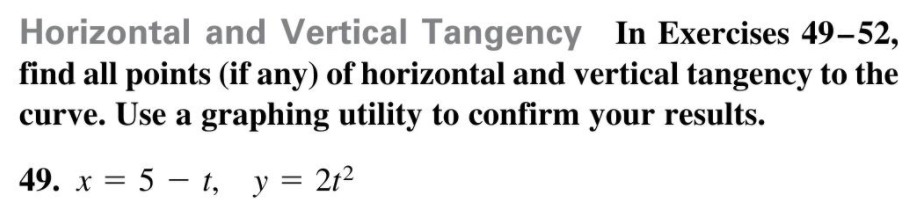 Solved Horizontal and Vertical Tangency In Exercises 49-52, | Chegg.com