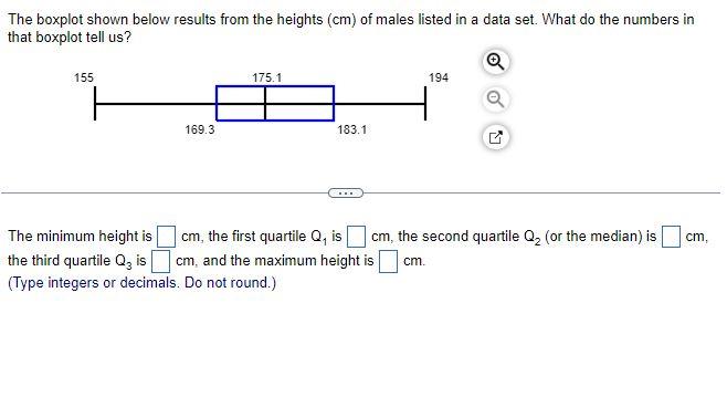 Solved The boxplot shown below results from the heights (cm) | Chegg.com