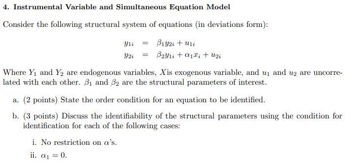 4. Instrumental Variable and Simultaneous Equation | Chegg.com