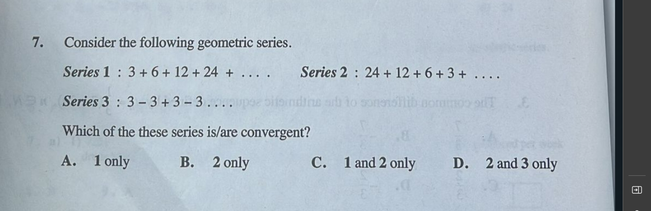 Solved 7. Consider the following geometric series. Series | Chegg.com