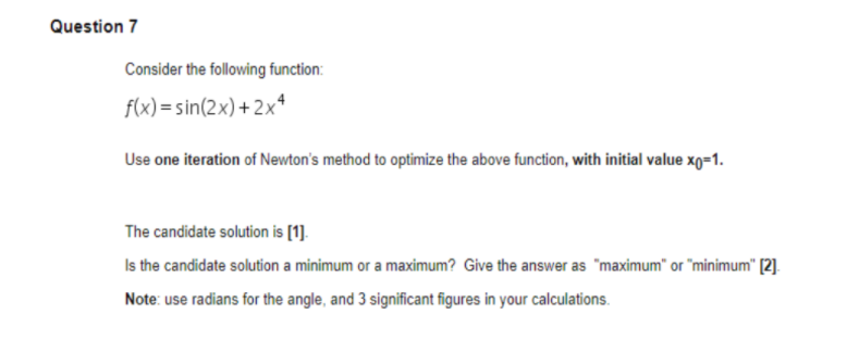 Solved Question 7 Consider the following function: | Chegg.com