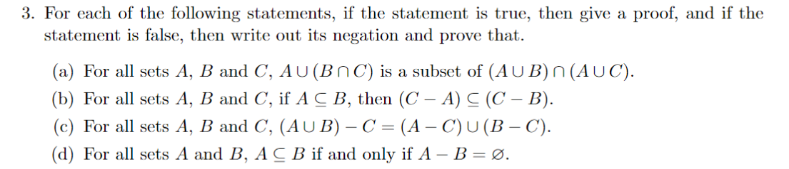 Solved 3. For each of the following statements, if the | Chegg.com