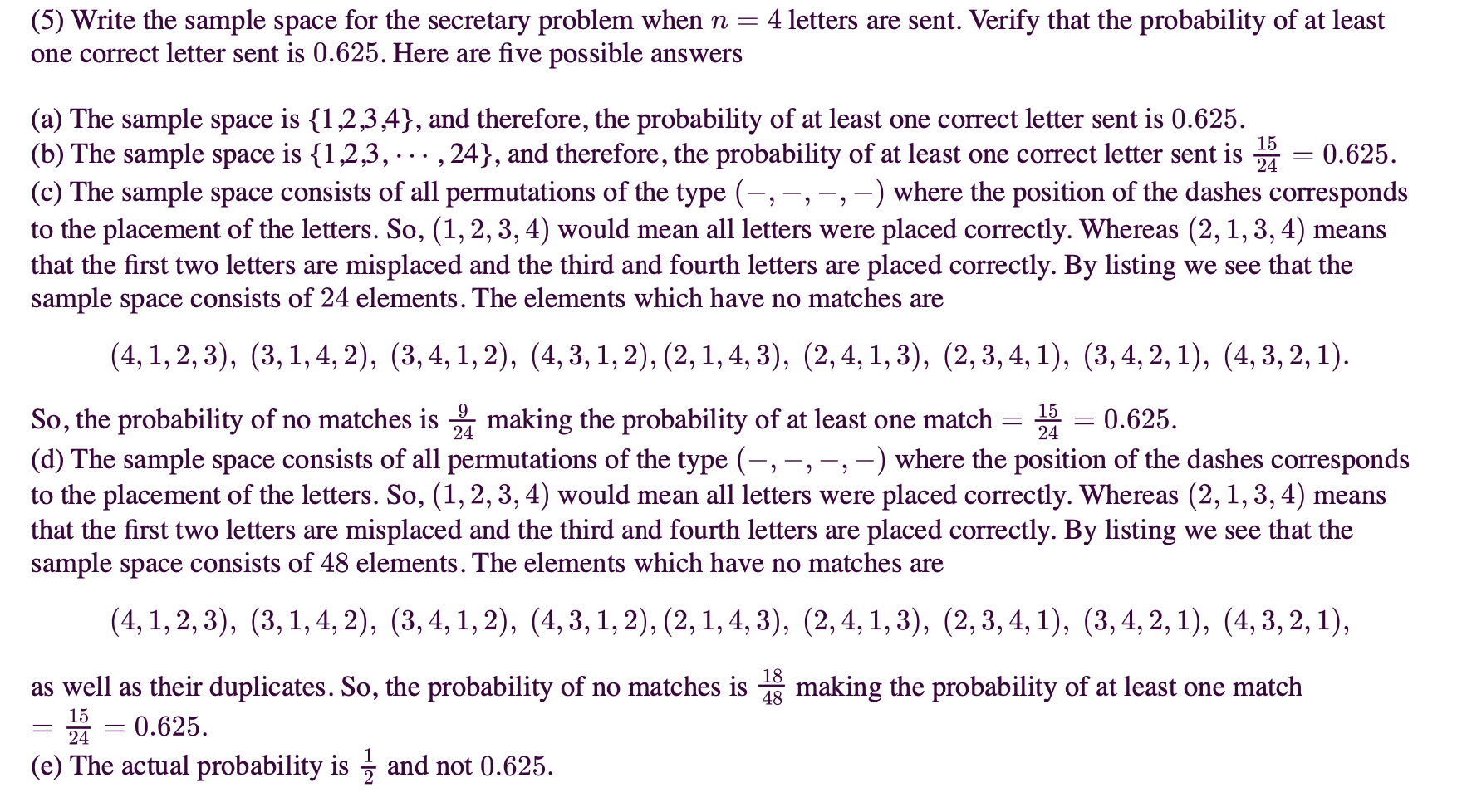 Solved (5) Write the sample space for the secretary problem | Chegg.com