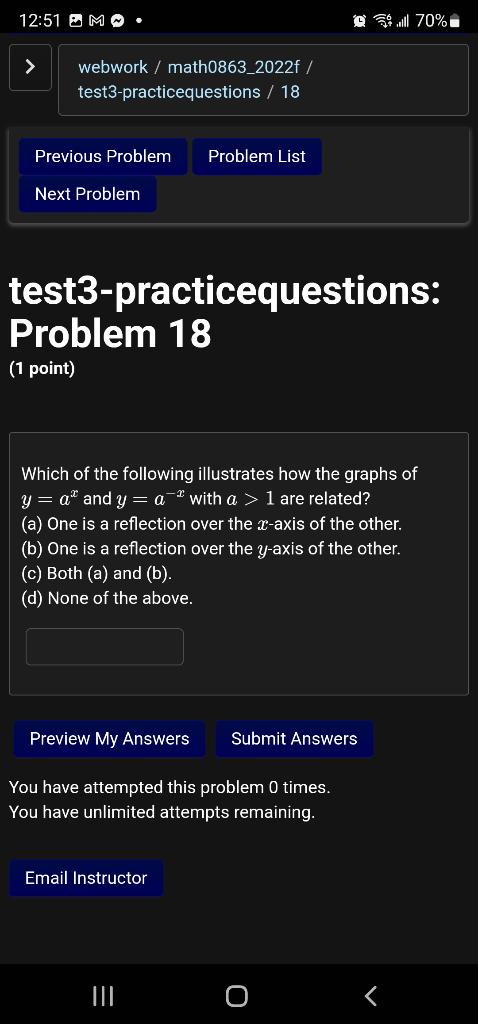 Solved test3-practicequestions: Problem 18 (1 point) Which | Chegg.com