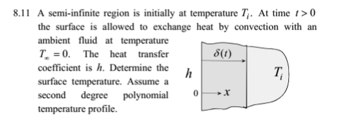 8.11 A semi-infinite region is initially at | Chegg.com