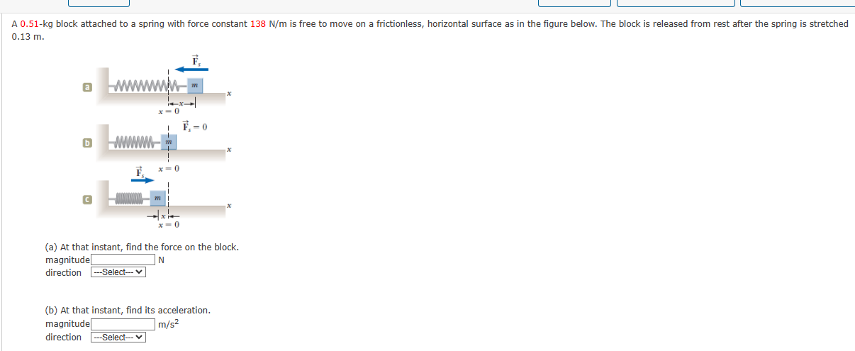 Solved A 0.51- kg block attached to a spring with force | Chegg.com
