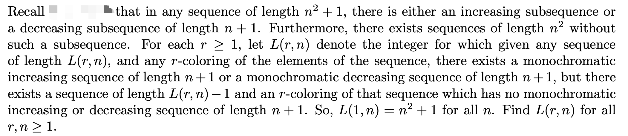 Solved Recall that in any sequence of length na +1, there is | Chegg.com